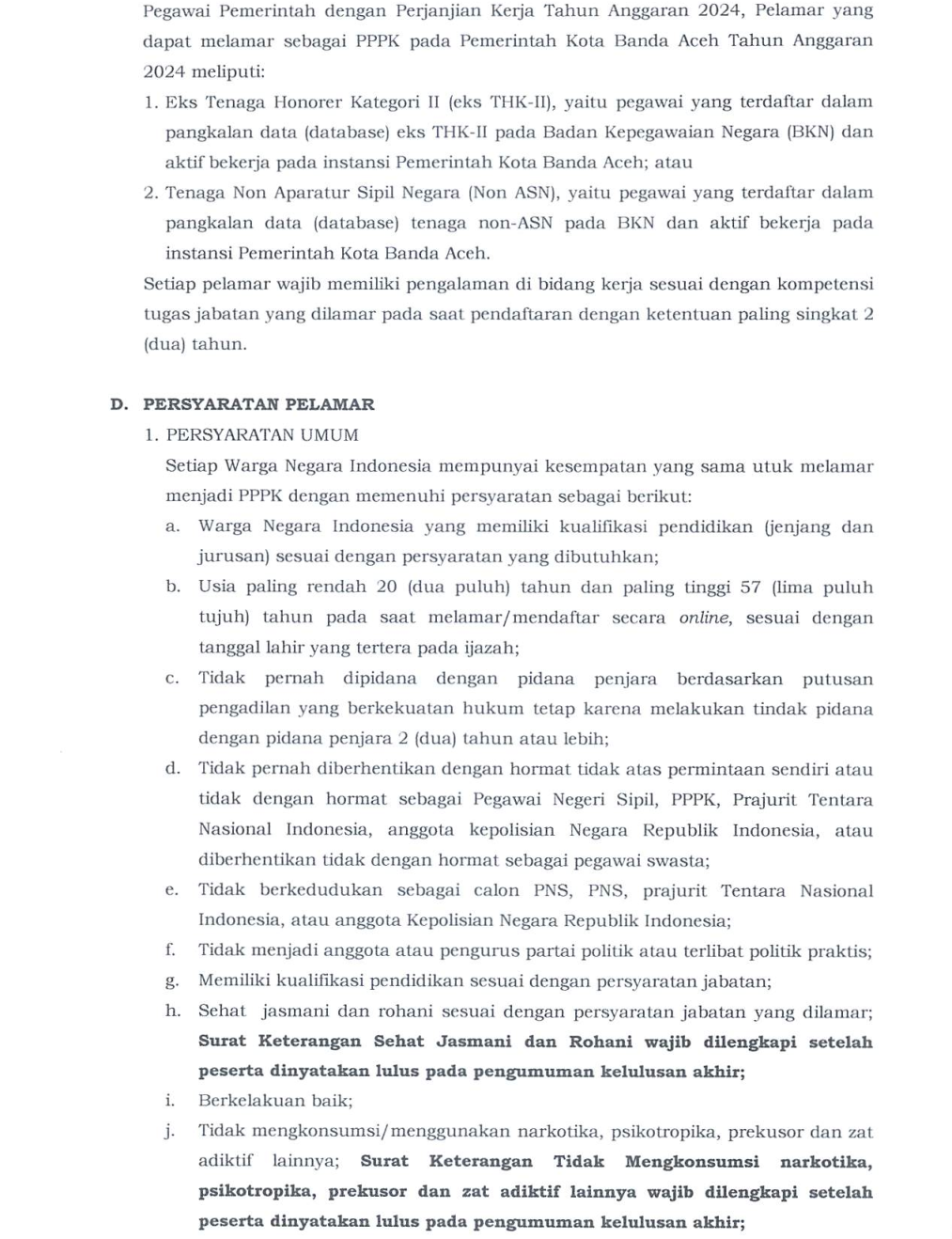 Pengumuman Pengadaan PPPK Kota Banda Aceh Tahun 2024 ~ SELEKSI CASN CPNS PPPK PROVINSI KABUPATEN ...