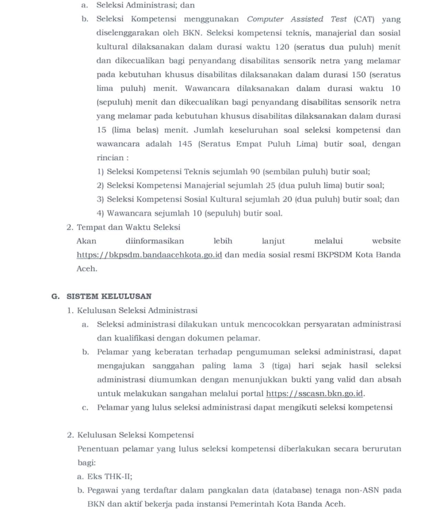 Pengumuman Pengadaan Pegawai PPPK Di Lingkungan Pemko Banda Aceh TA 2024 - Badan Kepegawaian dan ...