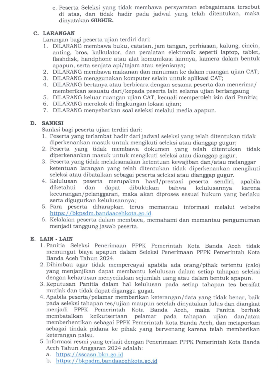 Jadwal Pelaksanaan Seleksi Kompetensi Pegawai Pemerintah Dengan Perjanjian Kerja Tahap I Pemko ...