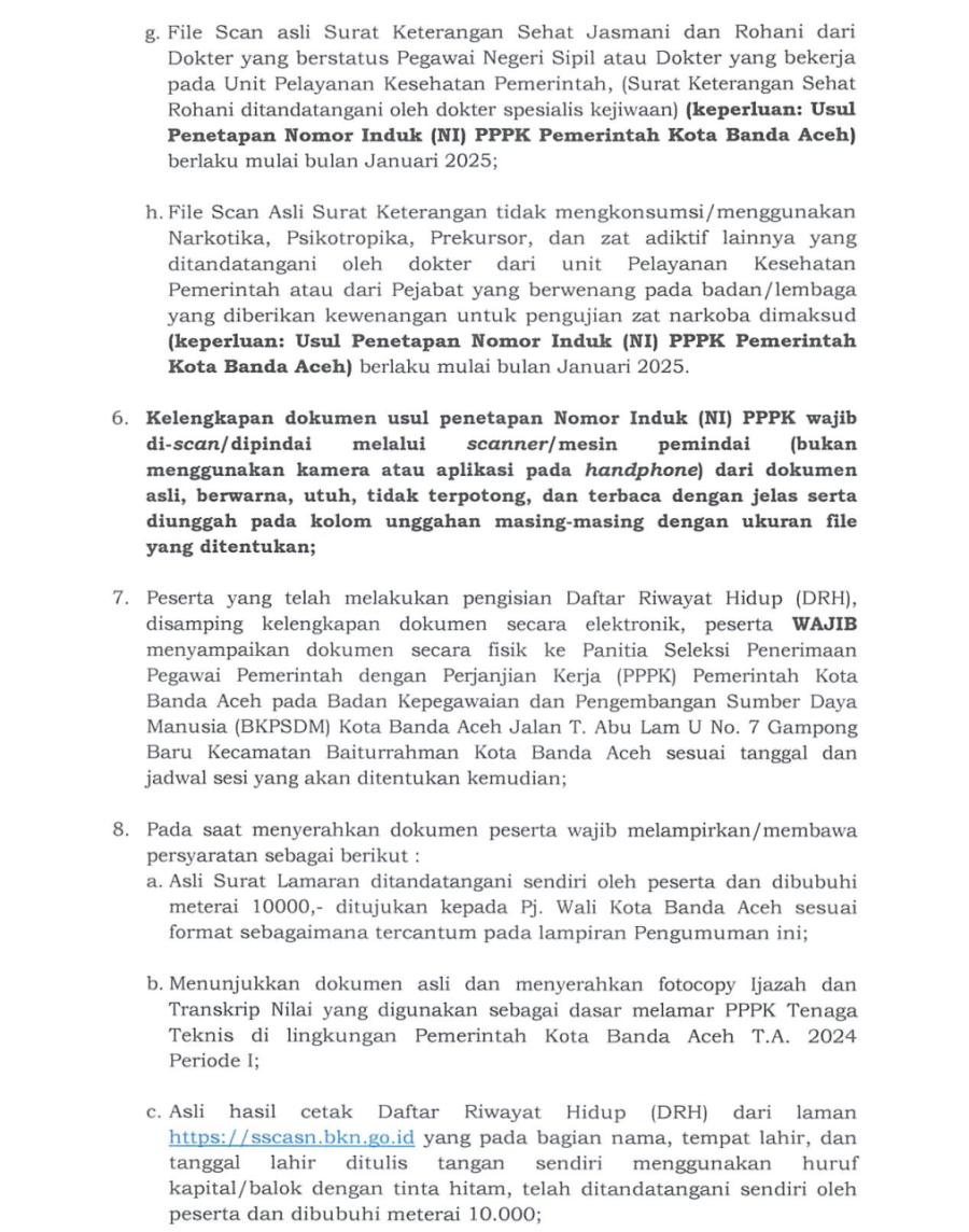 Hasil Akhir Seleksi Pegawai Pemerintah Dengan Perjanjian Kerja (PPPK) Pemko Banda Aceh TA 2024 ...