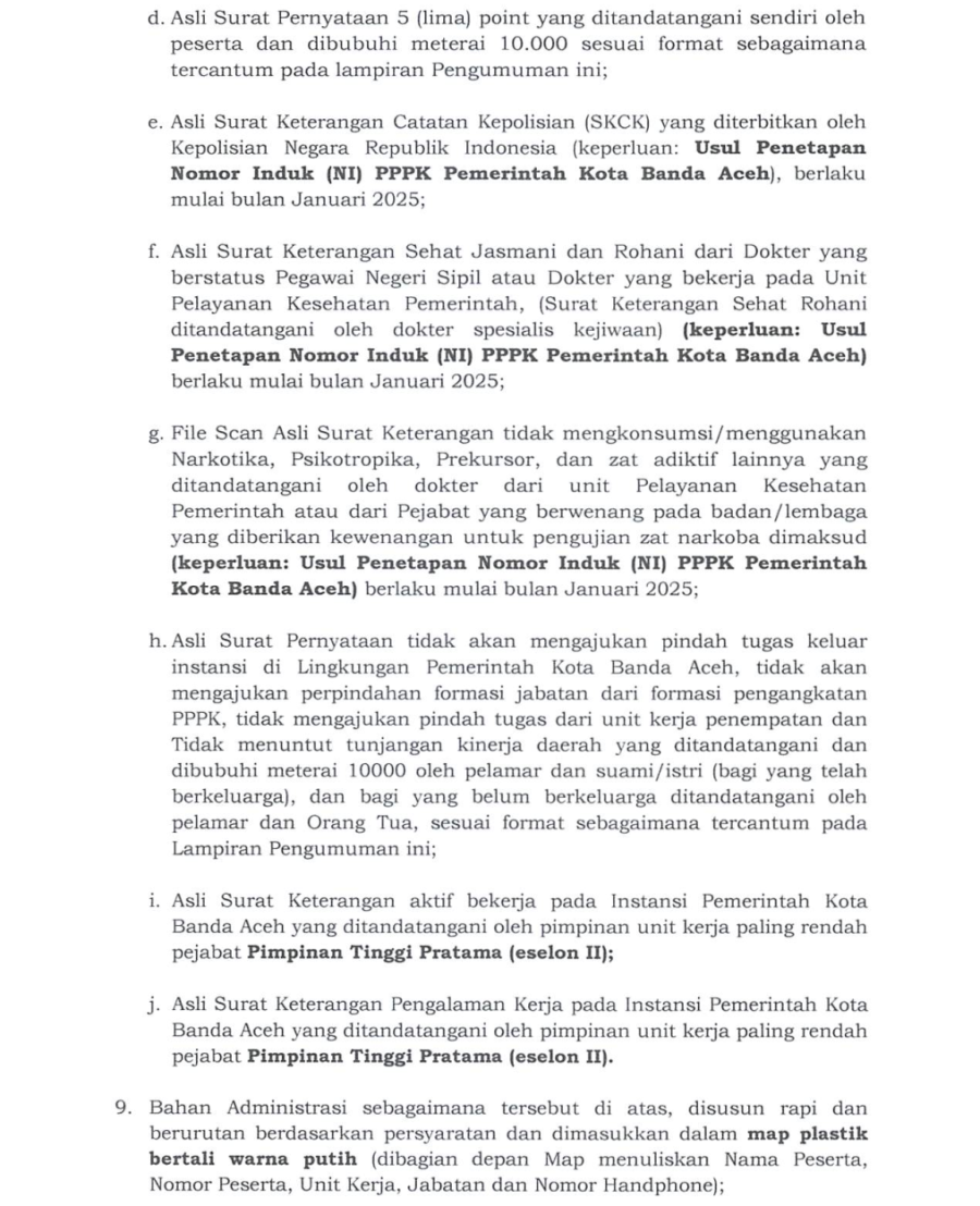 Hasil Akhir Seleksi Pegawai Pemerintah Dengan Perjanjian Kerja (PPPK) Pemko Banda Aceh TA 2024 ...